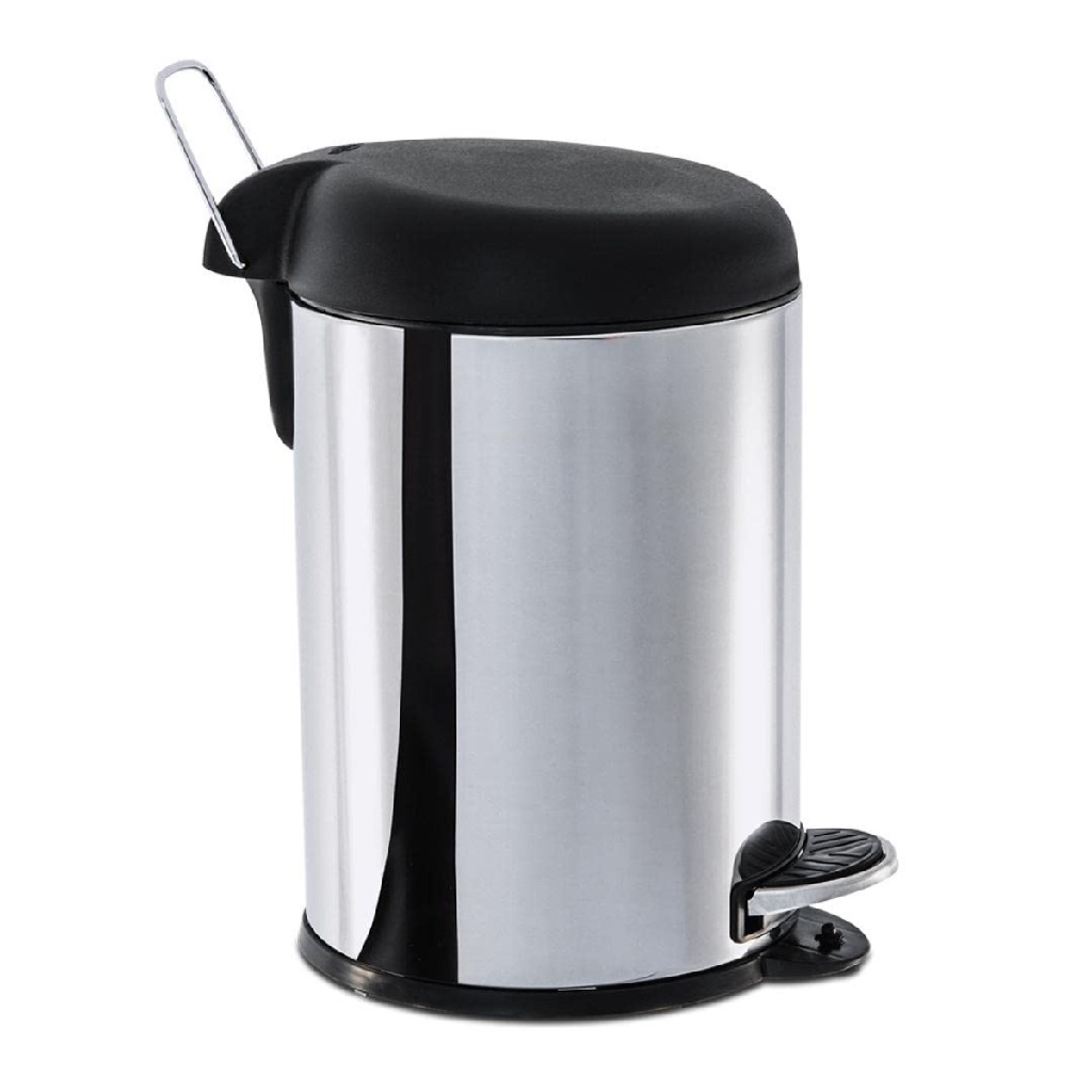 Cesto Lixo Lixeira Inox Espelhado Com Pedal E Balde 6 Litros Cor Inox ...
