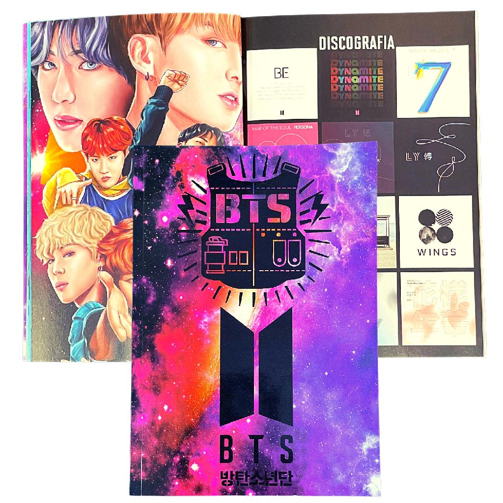 Caderno Livro Bts Ilustrativo Bangtan Boys Biografia - Faz a Boa!