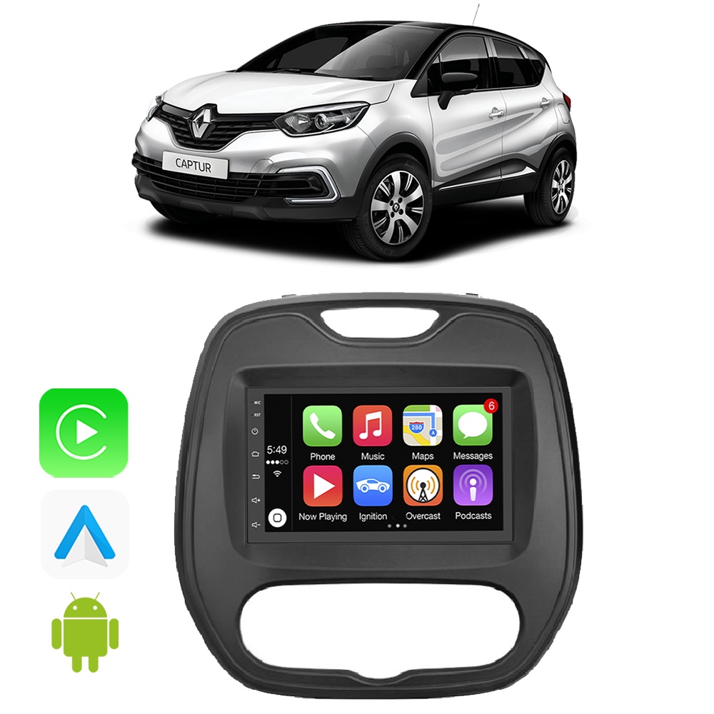 Kit Central Multimidia Carplay Android Auto Captur 2017 2018 2019 2020 2021 2022 2023 2024 7 ...