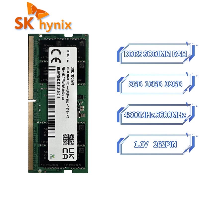 RAM Para Notebook ddr5 SK hynix 8GB 16GB 4800MHz SO-DIMM 262pin Memória ddr5 De Canal Duplo ...