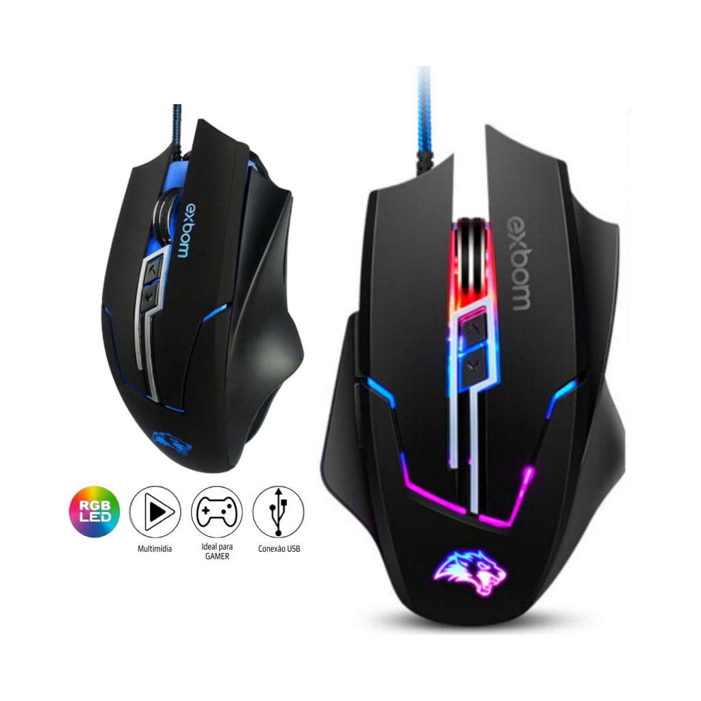 Mouse Gamer 7D Warrior 3200 DPI RGB Xtreme Gaming USB 7 Botões MS-G270 ...