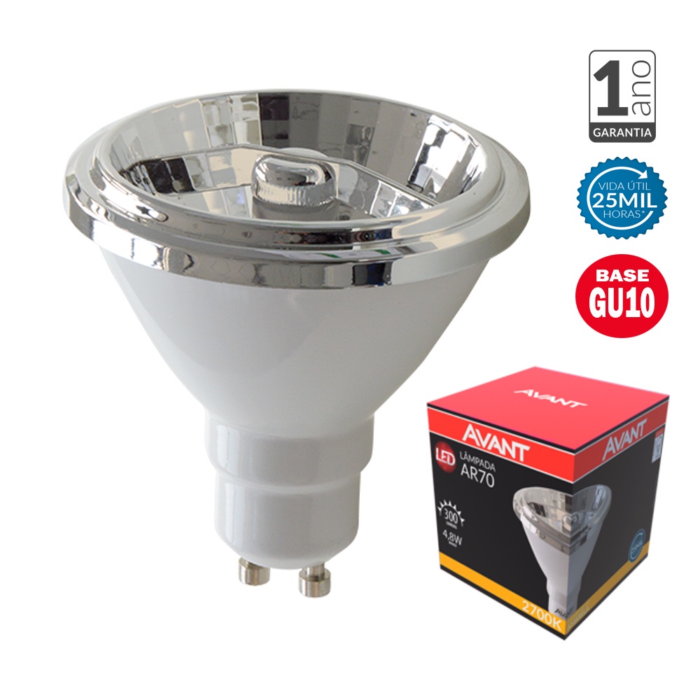 Lampada Ar70 Luz Amarela 2700k Bivolt 4,8w Base Gu10 Avant | Shopee Brasil