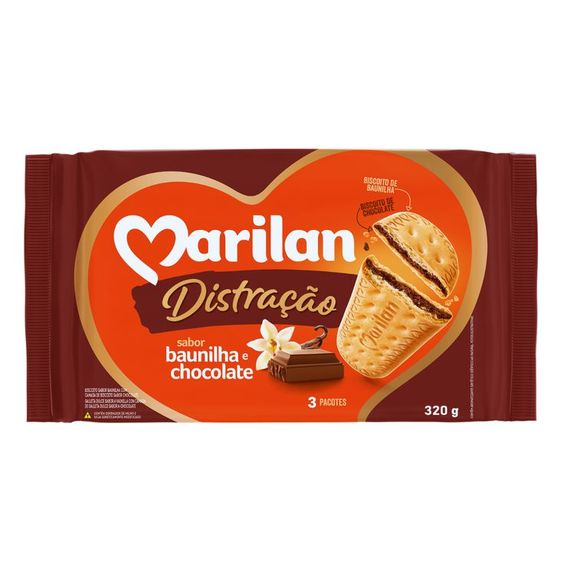 Bolacha Sabor Baunilha com Chocolate Marilan Distração 360g | Shopee Brasil