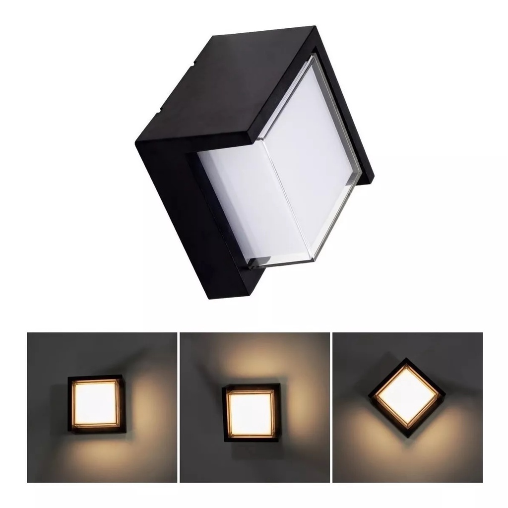 Arandela Externa Iglu Quadrada Moderna 12W 3000K IP65 A prova de agua sauna e maresia Opus LED ...