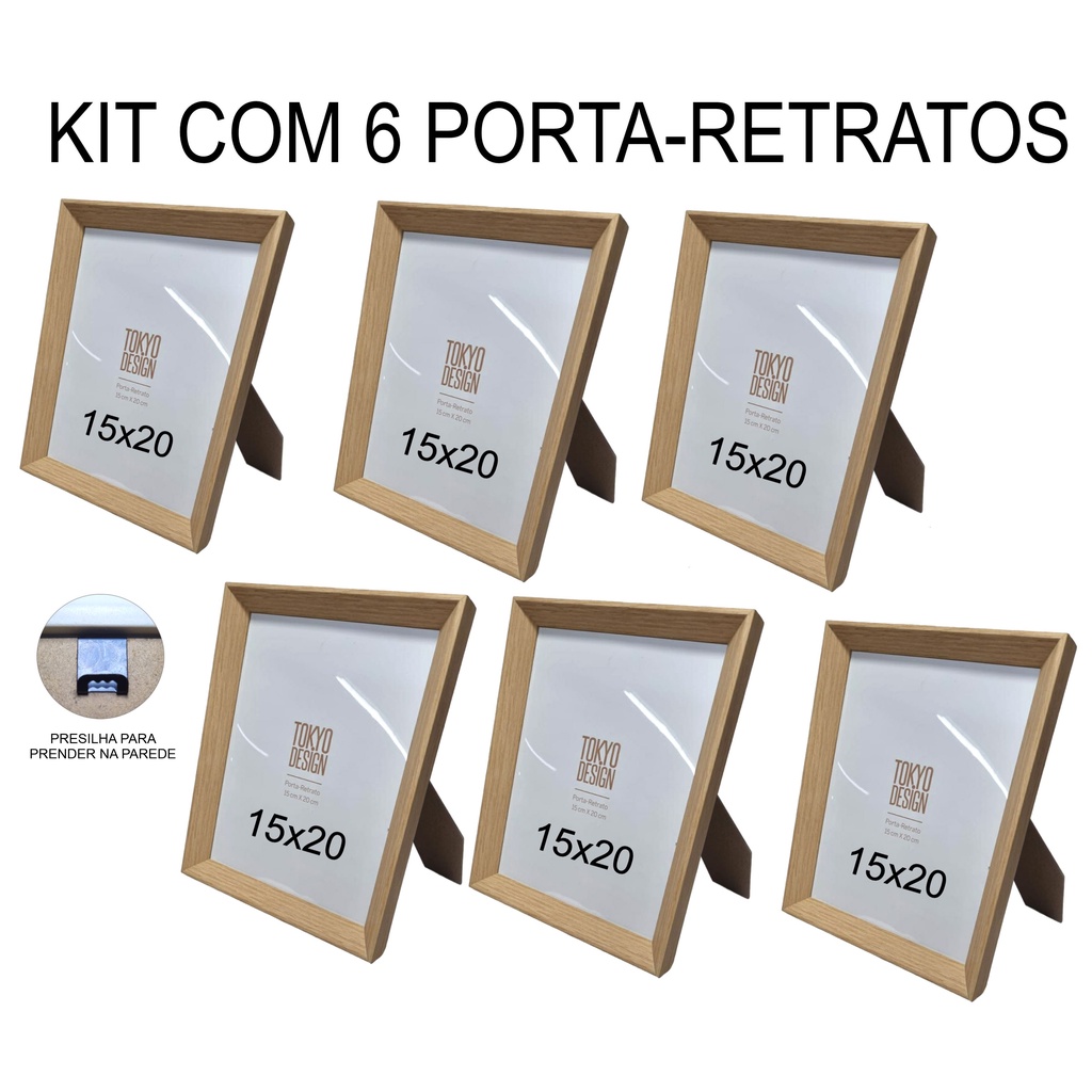 Kit 6 Porta Retrato Madeira 15x20 Quadro de Fotos Decoração | Shopee Brasil