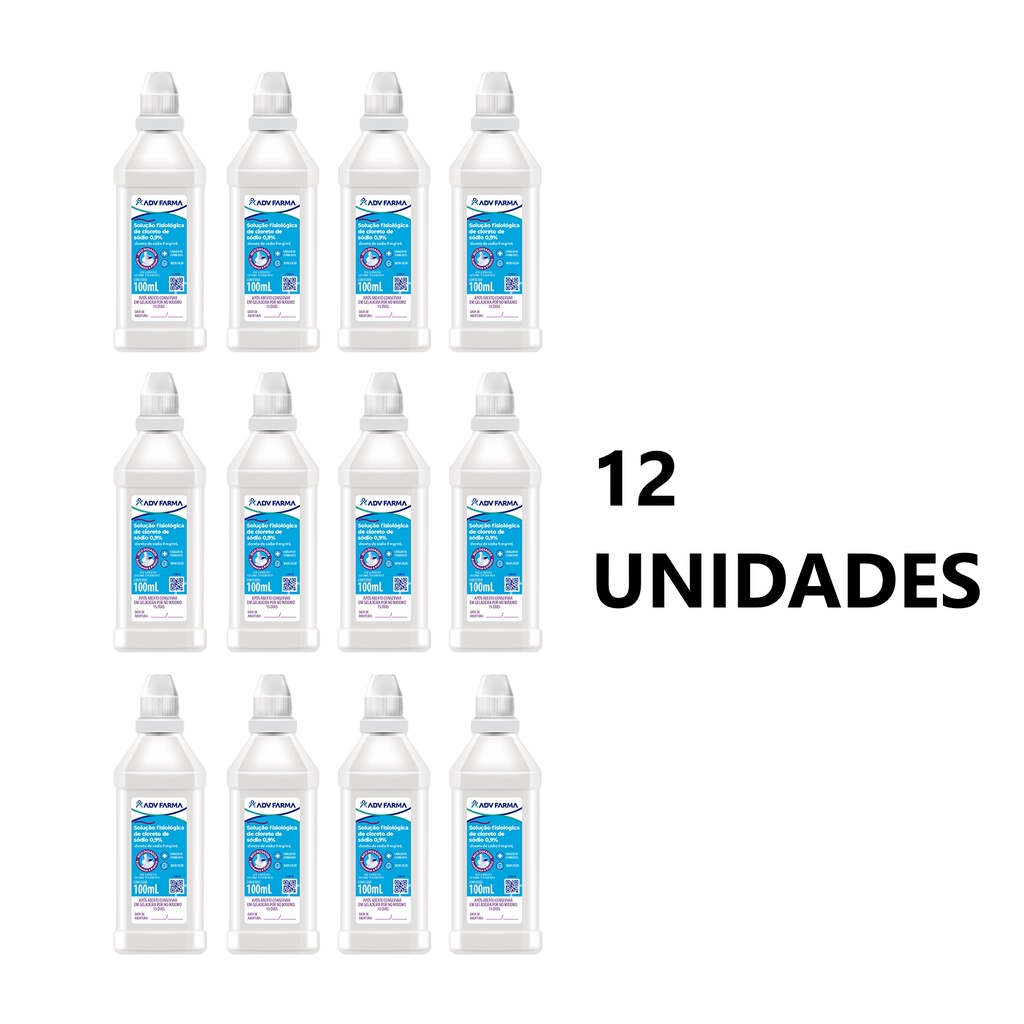 12 Unidades Soro Fisiológico 100ml - ADV Farma | Shopee Brasil
