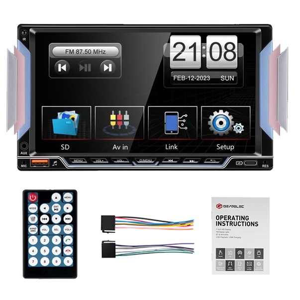 Central Multimídia MP5 Universal Com Espelhamento, Tela Touch 7 Polegadas, Bluetooth e USB-C ...