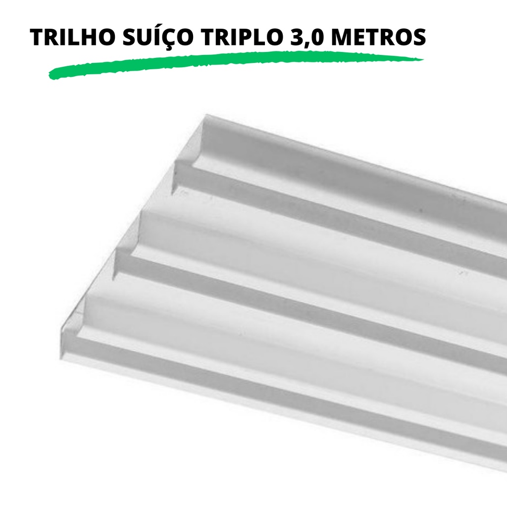 Trilho Alumínio Suíço Max Triplo Para Cortina Branco 3m | Shopee Brasil