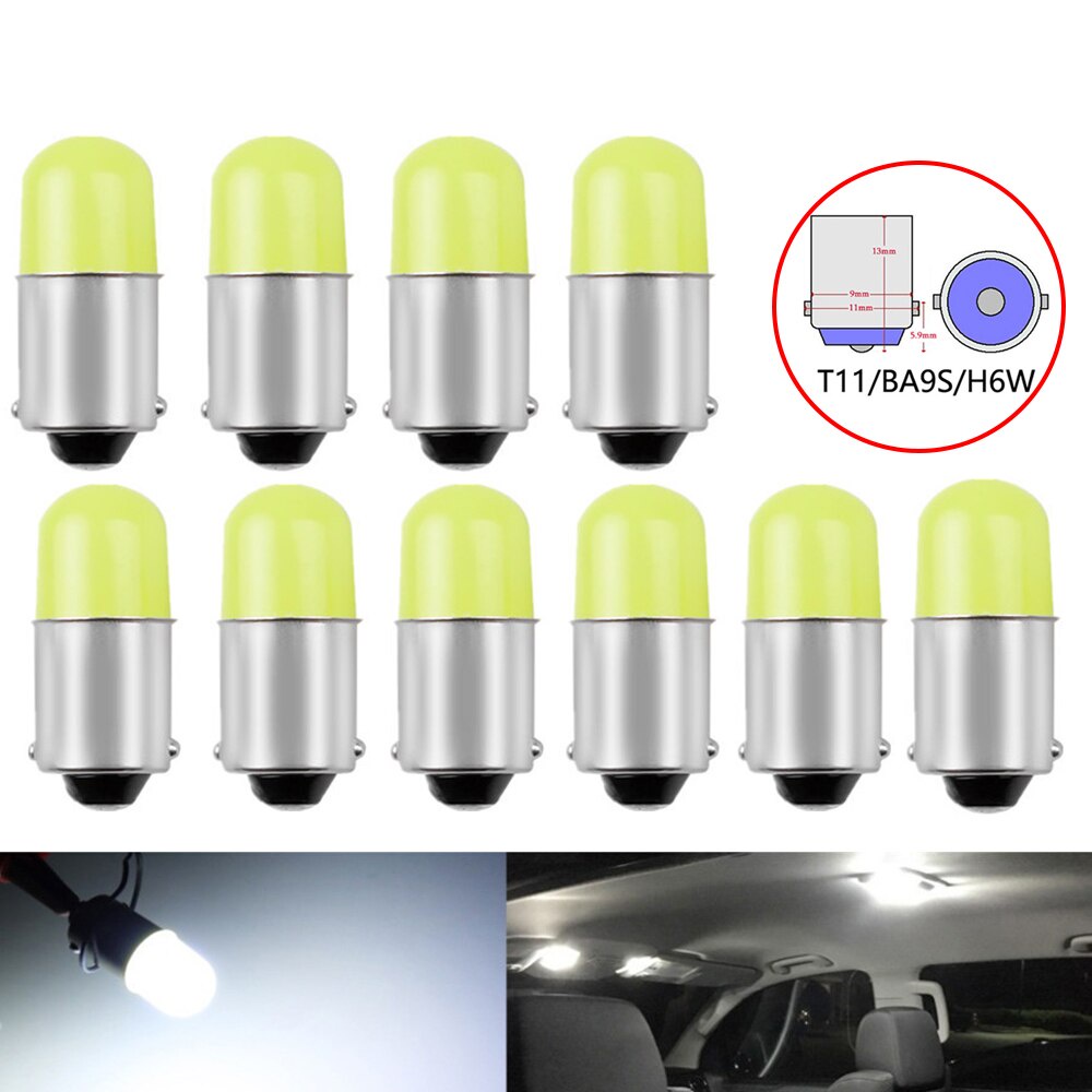 10pc BA9S Led T4W H6W T11 363 Redondo 3D COB DC 12V Branco | Shopee Brasil