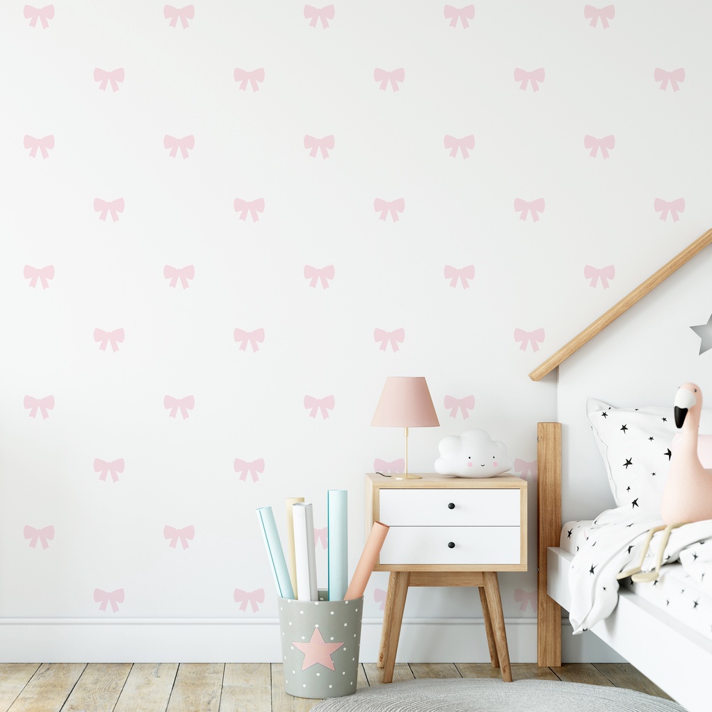 Adesivo de Parede de Laços Rosa Bebê Clarinho 60un Cobre 4m² | Shopee ...