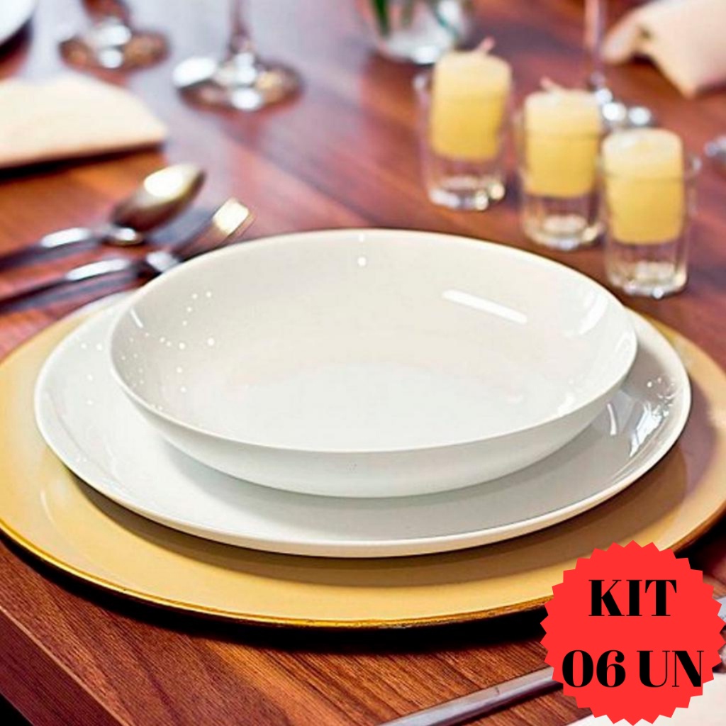 Jogo Kit 06 Pratos Blanc Fundo Branco Vidro Redondo Duralex Circular ...