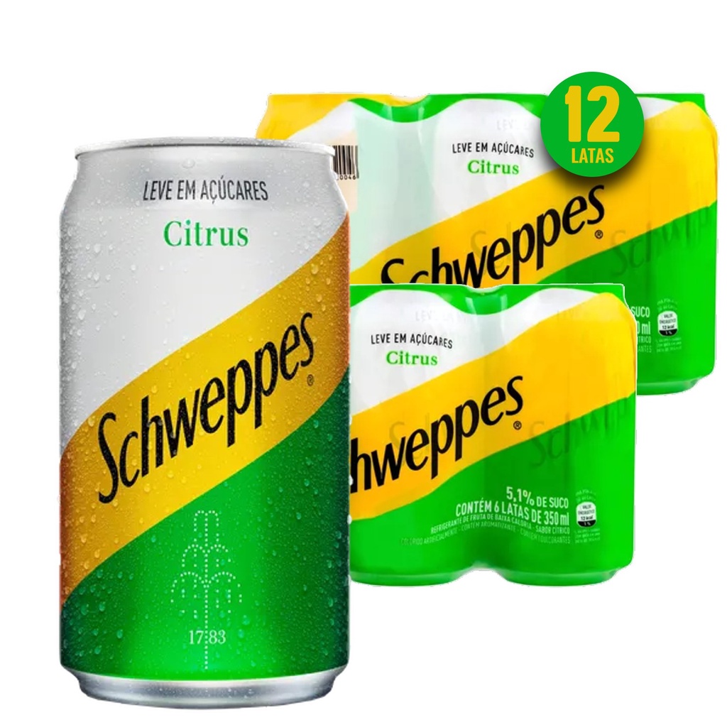 SCHWEPPES Citrus Leve em Açucares 350ml (12 Latas) | Shopee Brasil