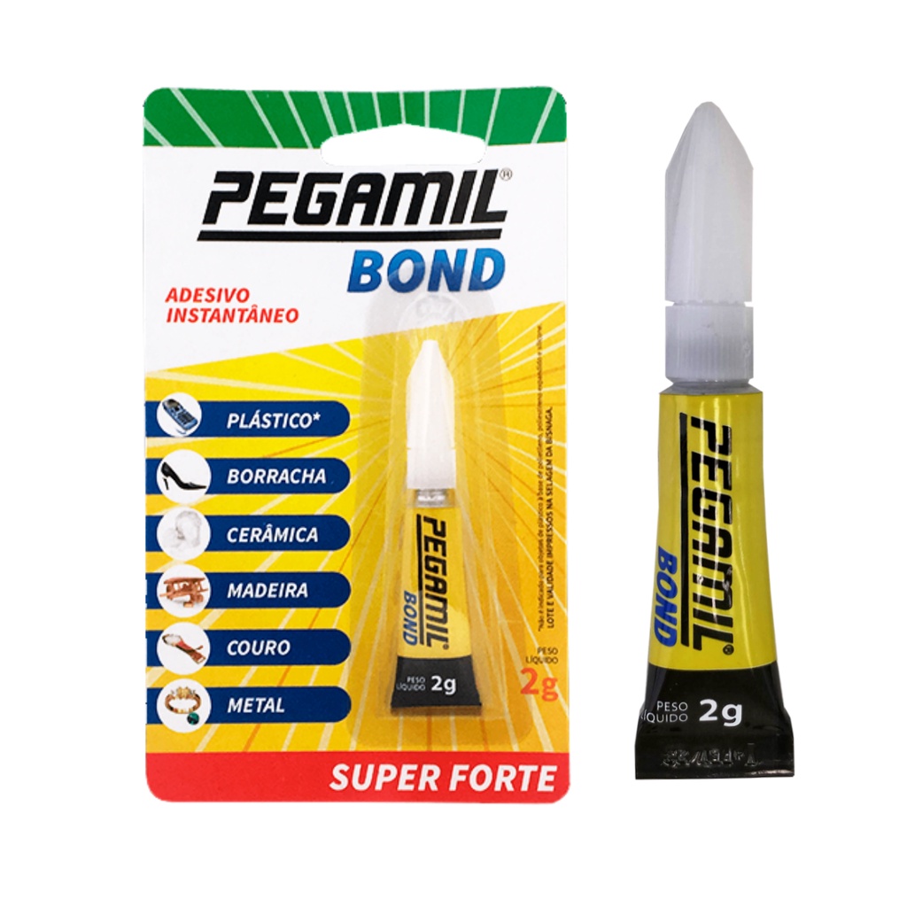 Cola Pegamil Bond adesivo instantâneo 2 gramas, super forte | Shopee Brasil