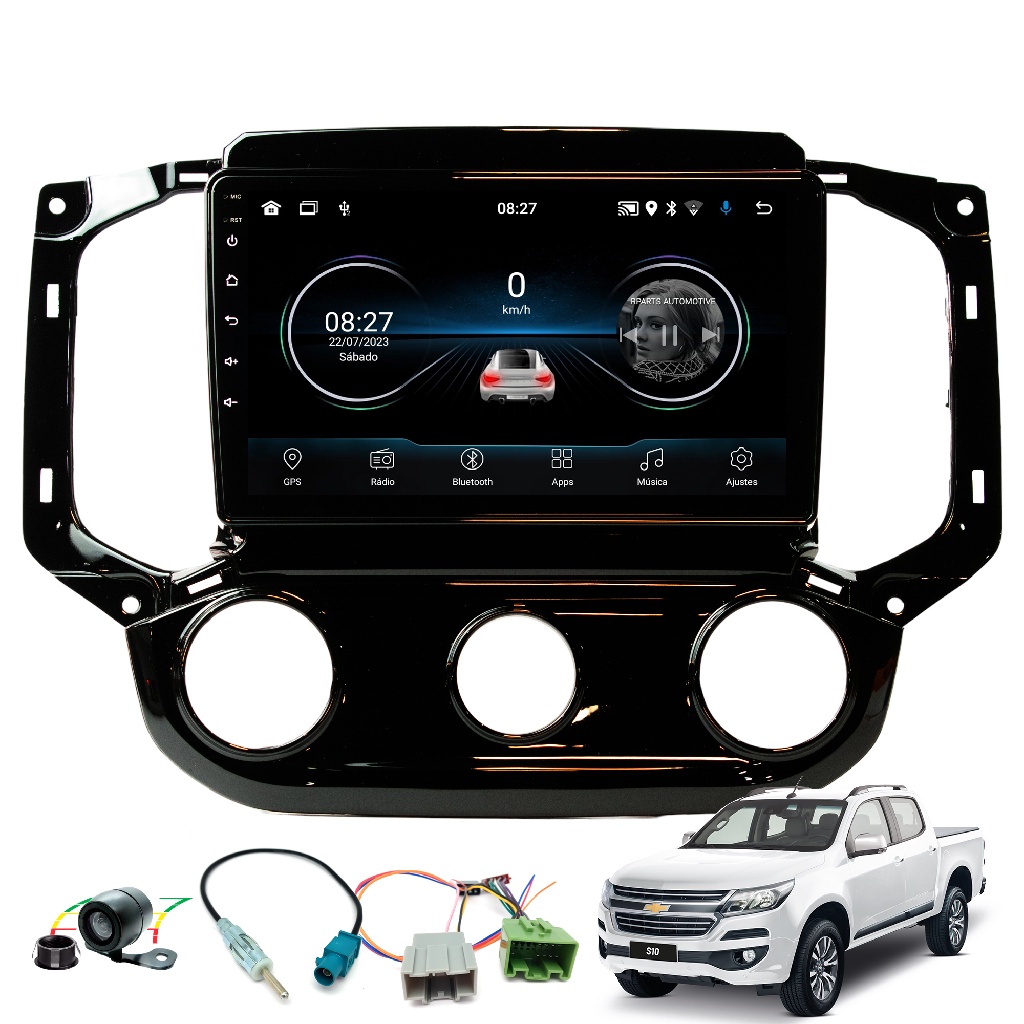 Kit Central Multimidia 9 Polegadas Android GM Chevrolet S10 2016 a 2022 Black Piano | Shopee Brasil