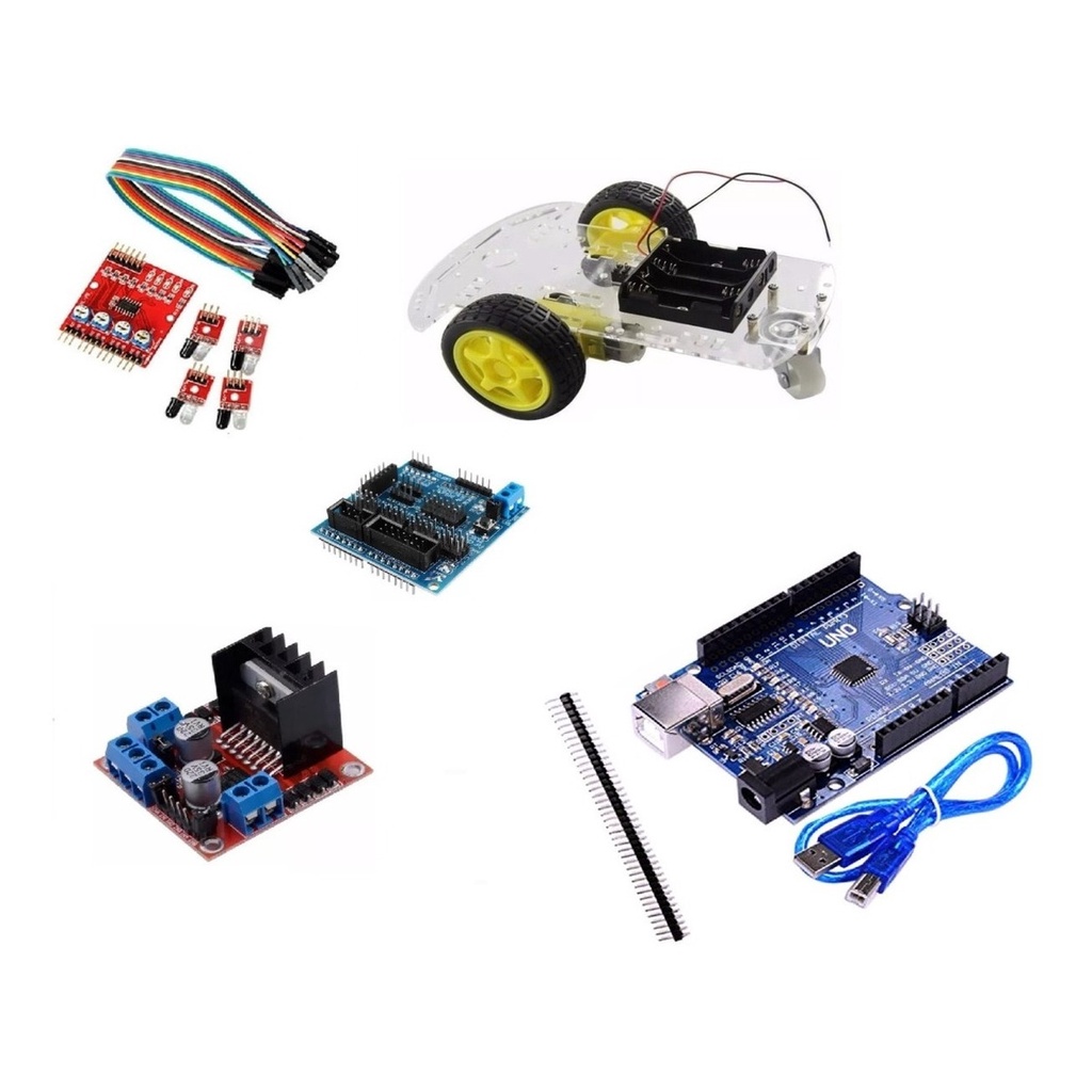Kit Carro Robô Segue Faixa Linha Arduino Chassi 2wd Completo | Shopee ...