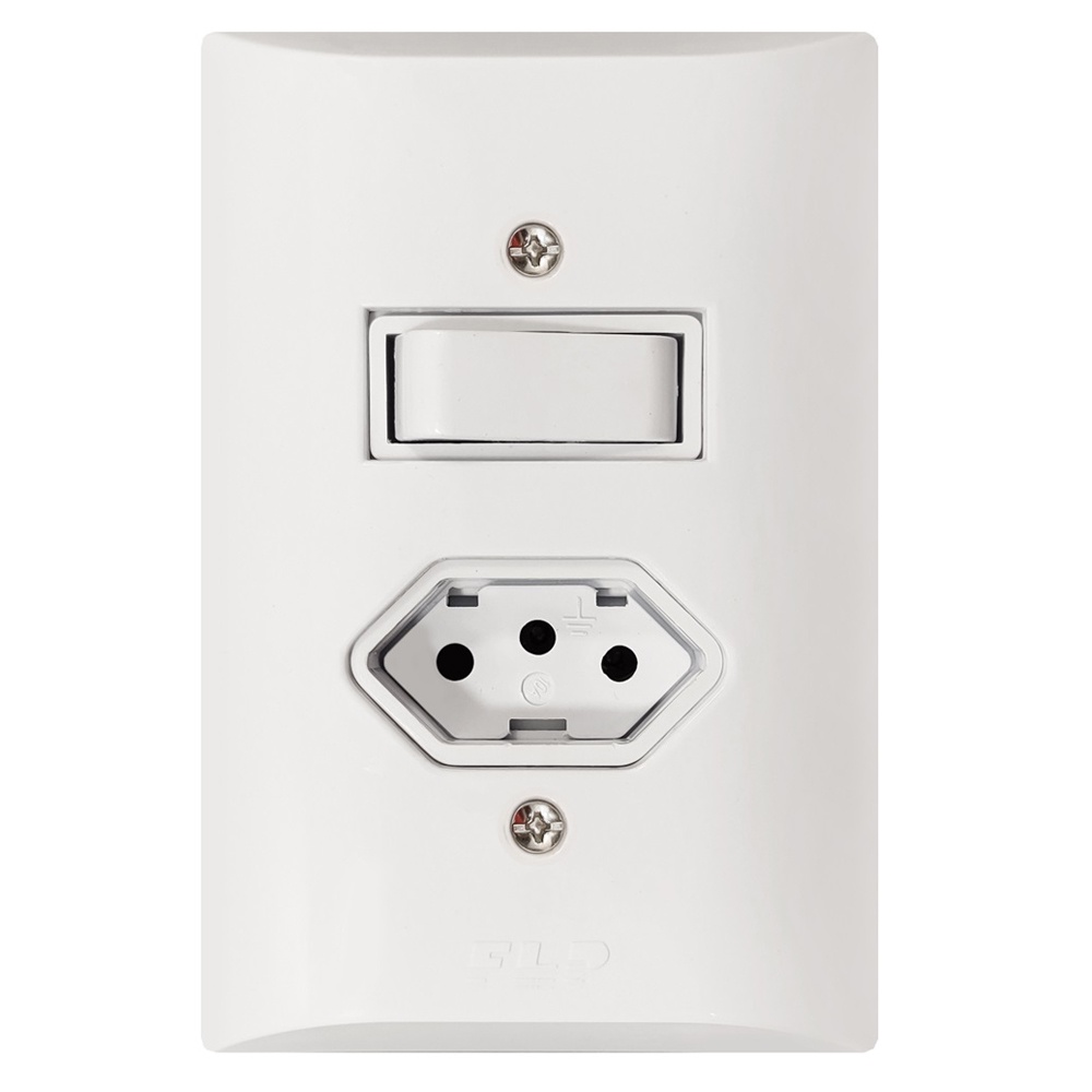 Interruptor Simples Paris 1 Tecla + Tomada 20A 2p+t Com Espelho Branco ...