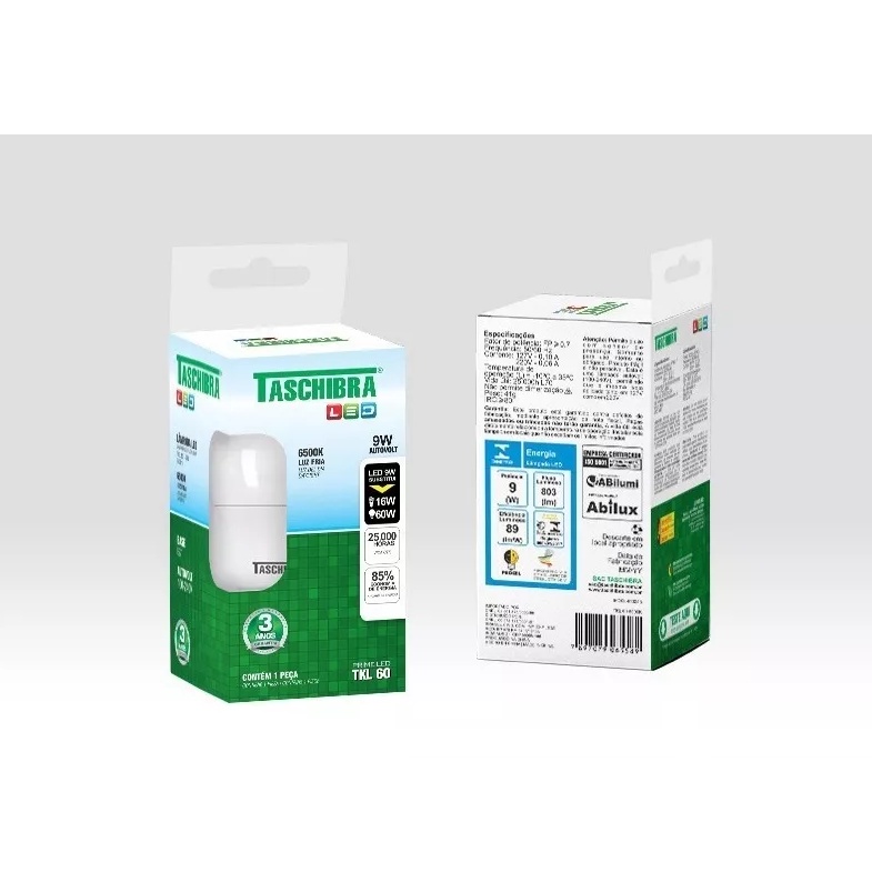 Kit 10 Lâmpada Led 9W Branco Frio 6500k Bivolt Taschibra | Shopee Brasil