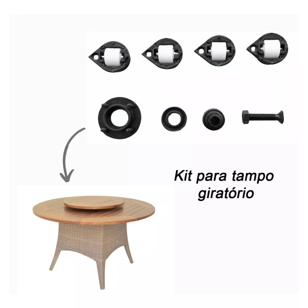 Rolly Kit rodizios e acessórios para mesa giratória tampos bigfer ...