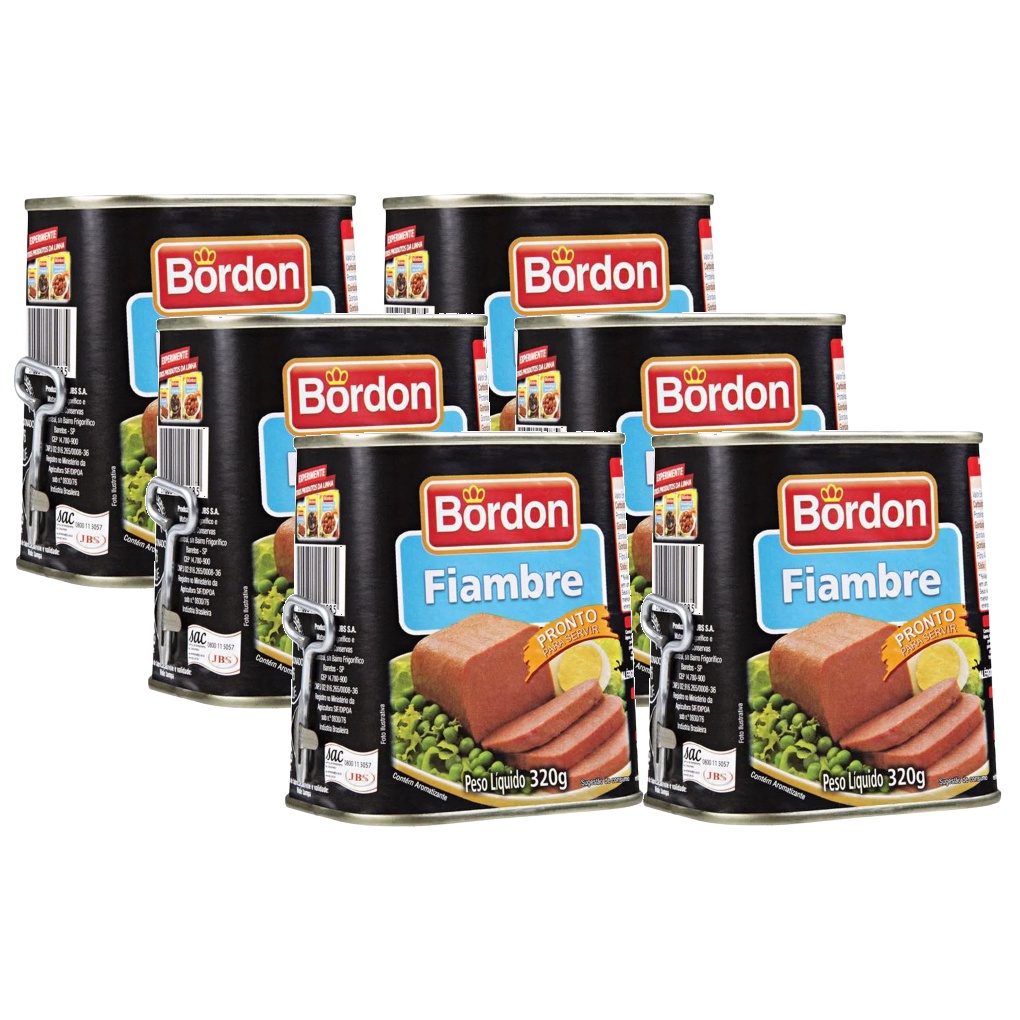 kit 6 Carne Bovina Fiambre Bordon Lata 320g | Shopee Brasil