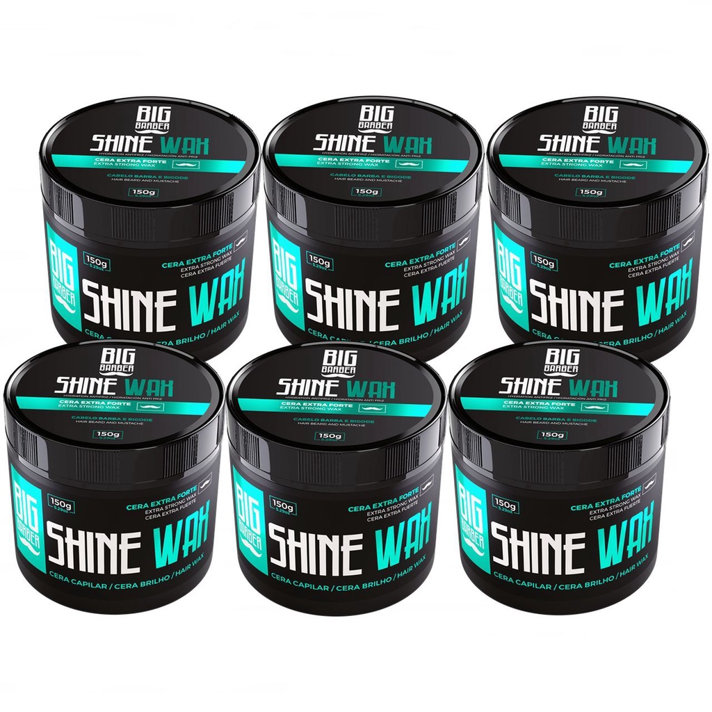 Pomada Modeladora Shine Wax Big Barber 150g Efeito Brilho Caixa Com 6 ...
