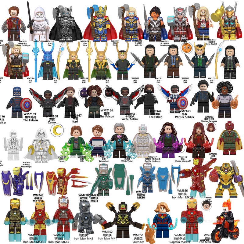 Marvel Superhero Lego Minifigures Building Blocks Thor Iron Man Falcão ...