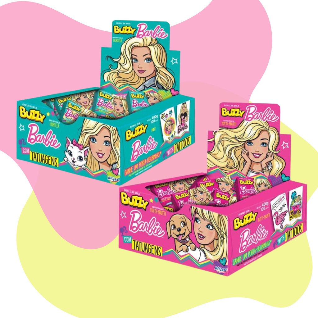 Chiclete Buzzy Barbie 100 Unidades | Escolha o Sabor | Shopee Brasil