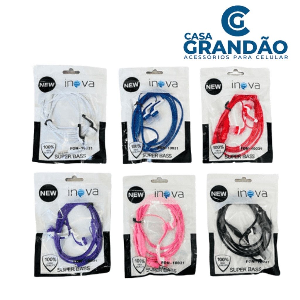 Fone de ouvido inova com microfone fon-10031 super bass | Shopee Brasil