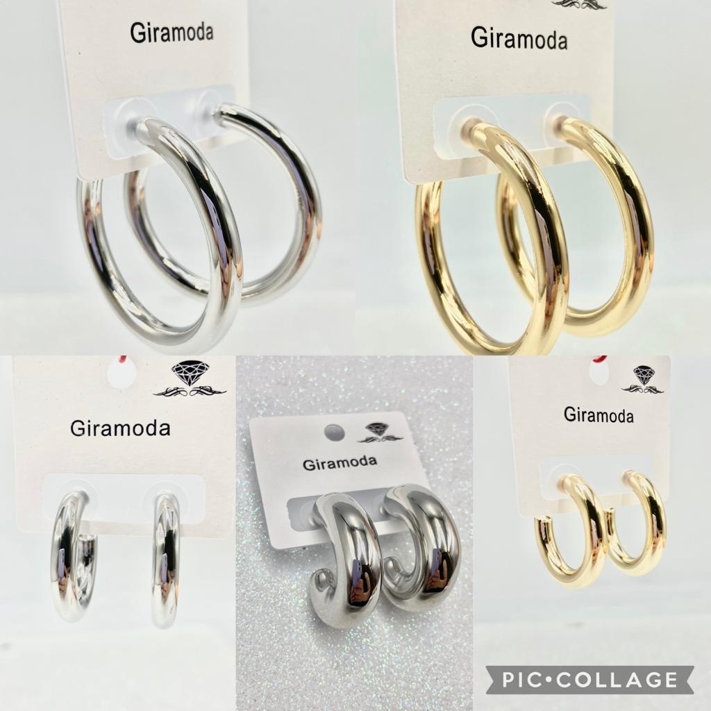 Brincos clássicos simples e modernos femininos - ouro e prata | Shopee ...
