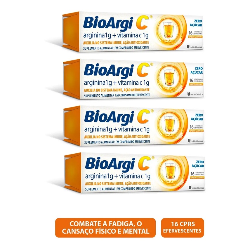 Kit 4 BioArgi C Arginina + Vitamina C 16Cps - União Química | Shopee Brasil