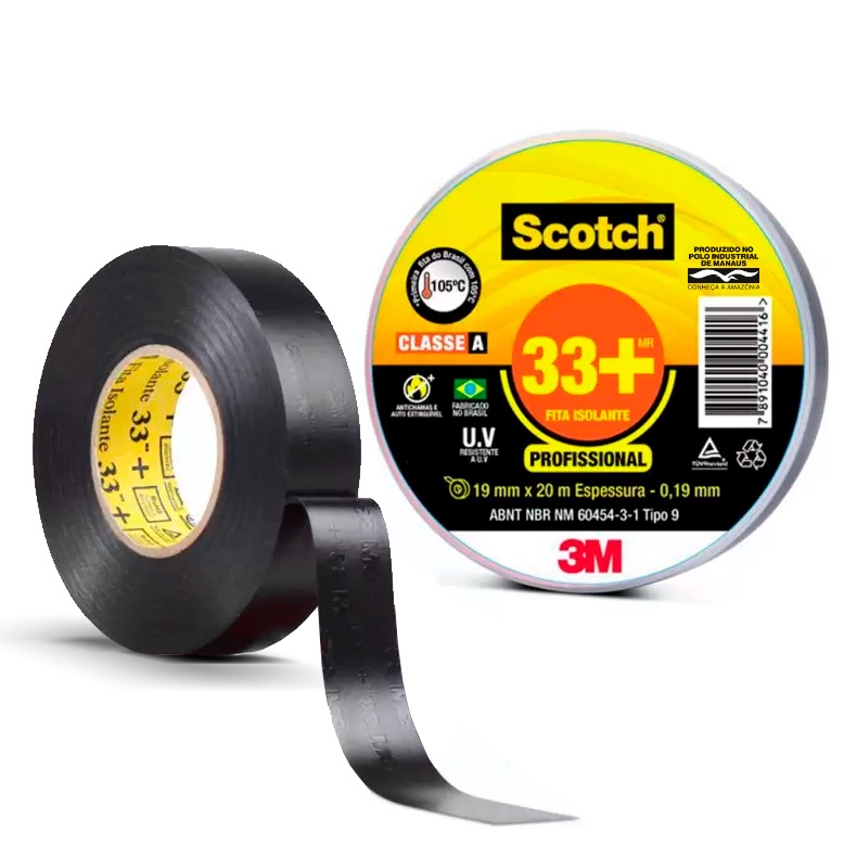 Fita Isolante 3M Scotch 33+ Classe A Profissional 19mm x 20m x 0,19mm | Shopee Brasil