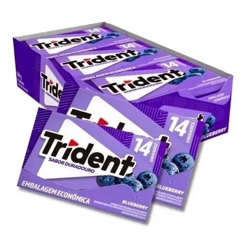 Caixa 12 Goma de mascar Chiclete TRIDENT Blueberry 302,4g | Shopee Brasil