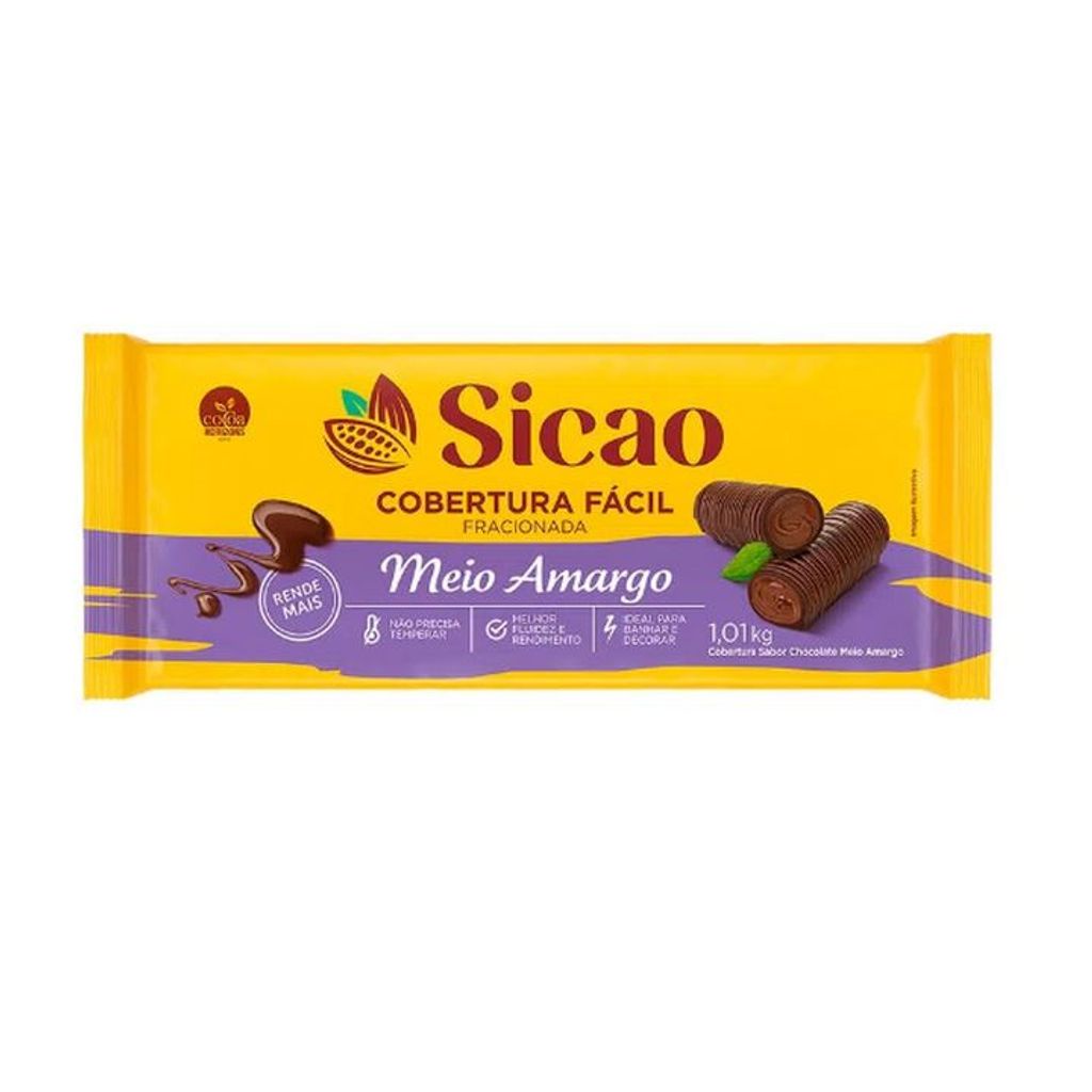 Cobertura Sicao Dia a Dia Meio Amargo - Barra 1,01KG | Shopee Brasil