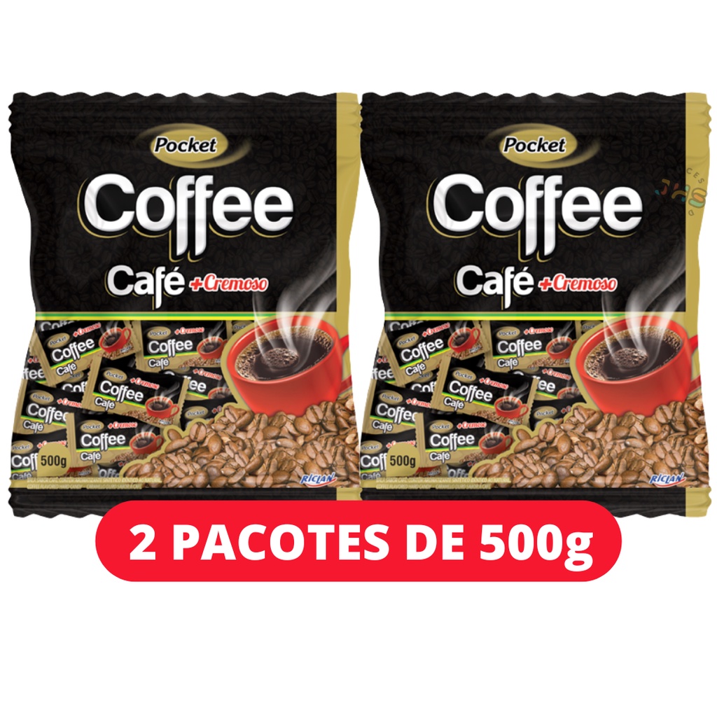 Kit 2 Balas De Café Pocket Cremosa Coffee 500g Riclan | Shopee Brasil