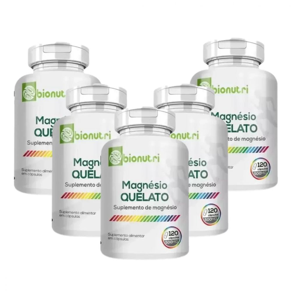 Magnesio Quelato Bionutri 120 Capsulas 500mg - 5 Unidades | Shopee Brasil