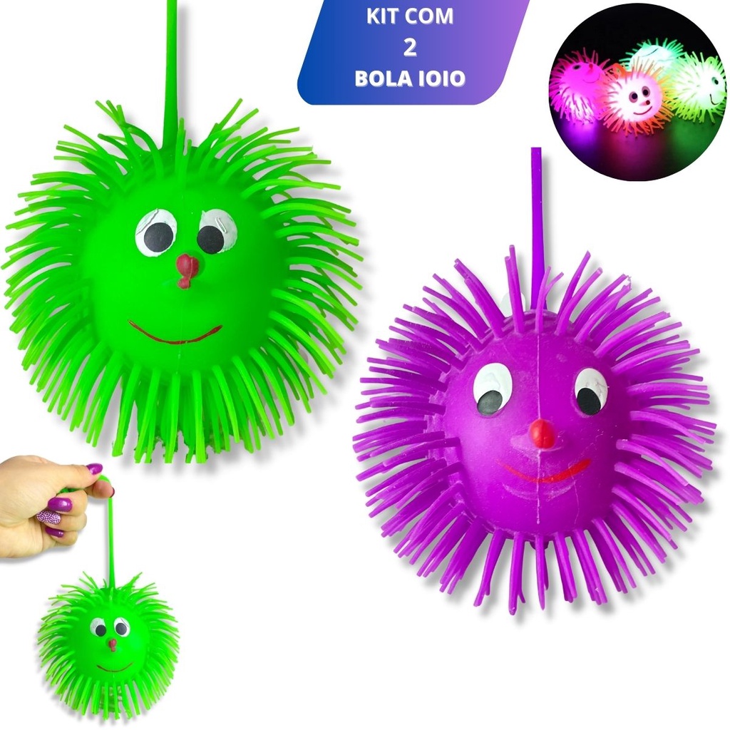 Kit 2 Bola Ioio Infantil Com Luz Divertida Puffer Ball Macia | Shopee ...