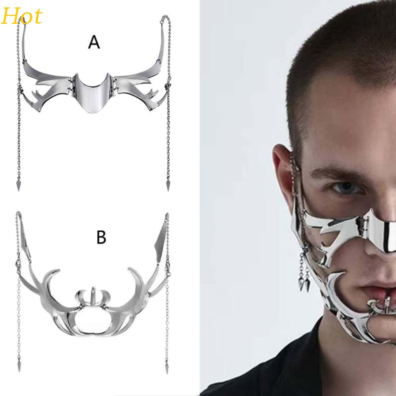 Acessórios Para O Rosto Quente CyberPunk Hollow Alloy Face Mulheres ...
