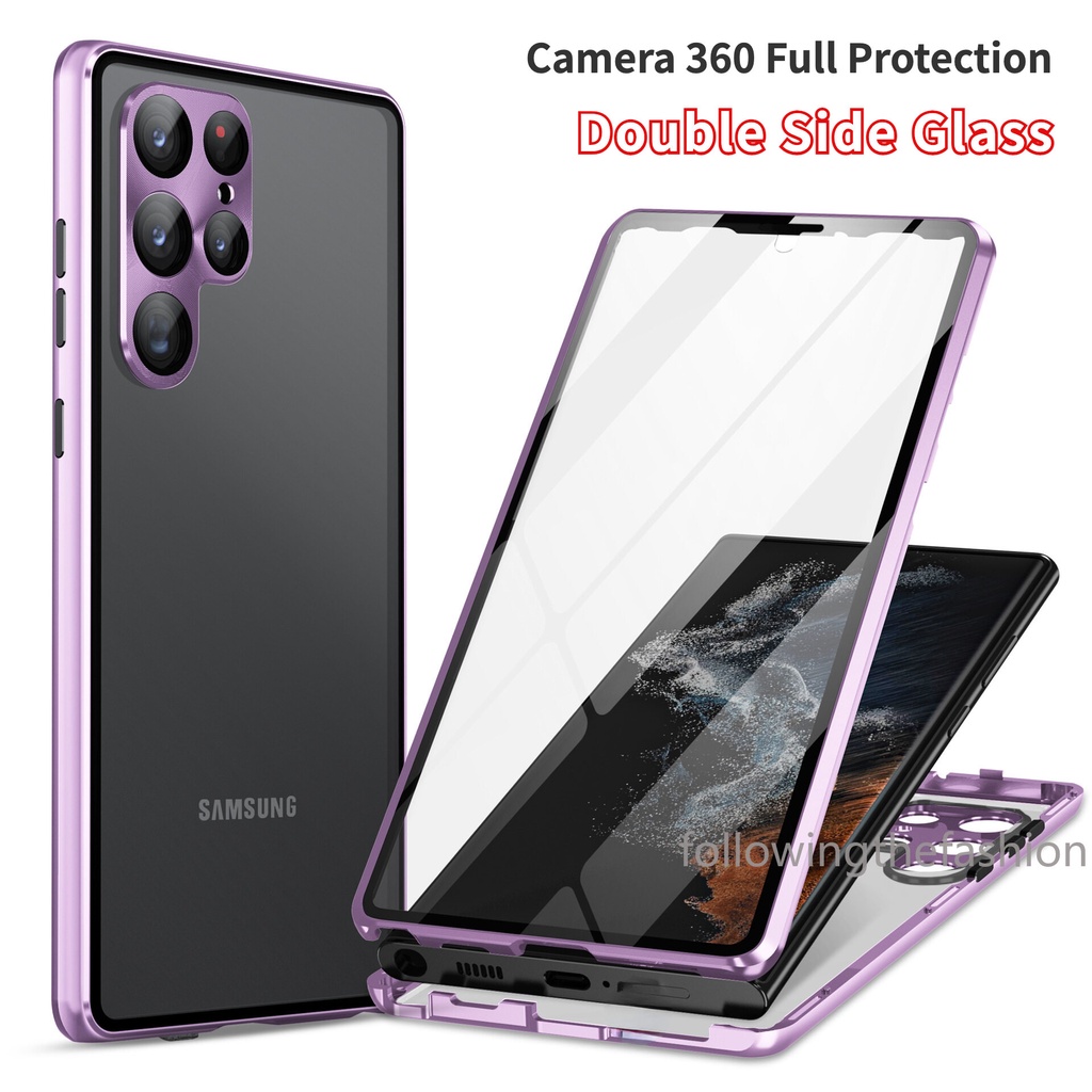 Para Samsung Galaxy S22 Ultra S21 Plus S20 5G S 22 + 5G Capa De Celular 360 ° Metal Magnético À ...
