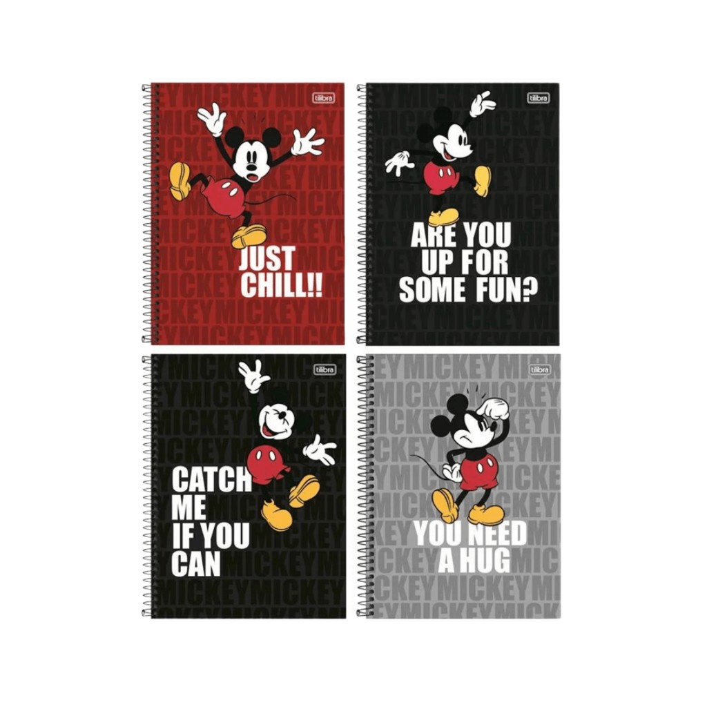 Caderno Universitário Tilibra Mickey Light 1 Matéria 80 Folhas 200mm x ...