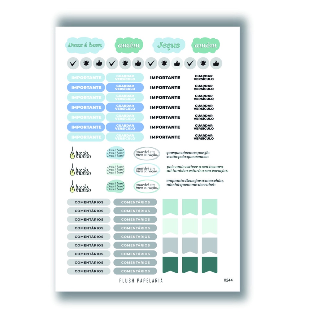Cartela de Adesivos Devocional Modelo 01 Cód. 0244 | Shopee Brasil