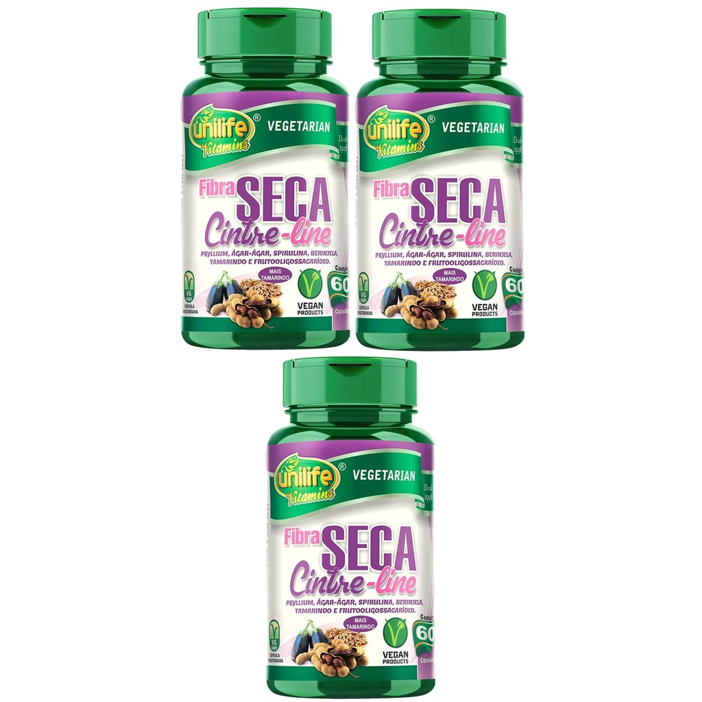 Kit com 3 Fibras Secas (Seca Barriga) Cintre-Line 600mg 60 Cápsulas ...