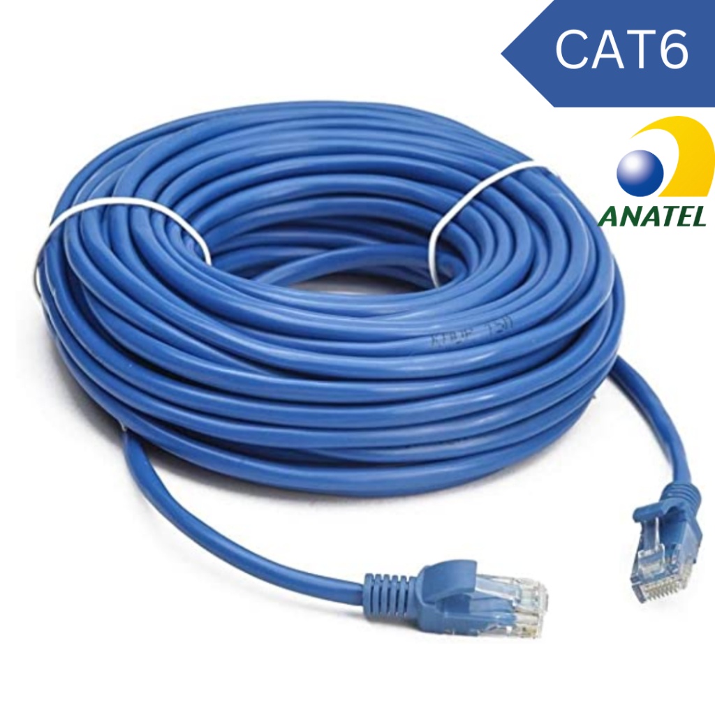 Cabo Rede CAT6 LAN Ethernet RJ45 10m 15m 20m 30m 50m Montado Alta ...