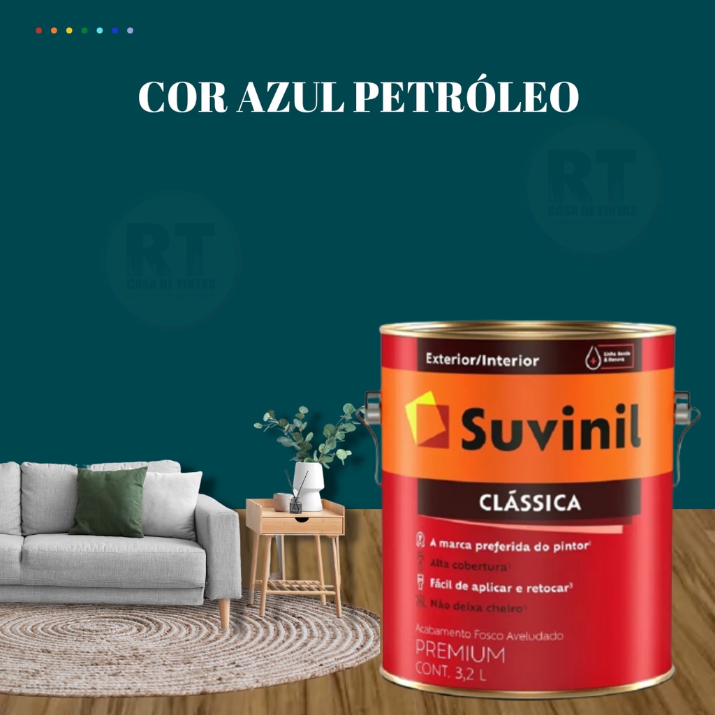 Tinta Azul Petróleo Suvinil de Parede Acrílica Premium Antimofo Interna ...