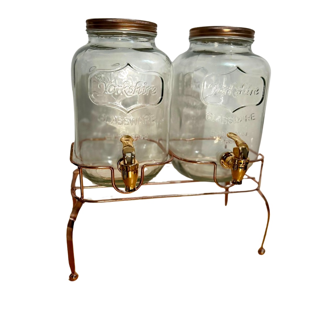 Suqueira de Vidro Dupla 4 Litro Dispenser Torneira Rose Gold | Shopee ...