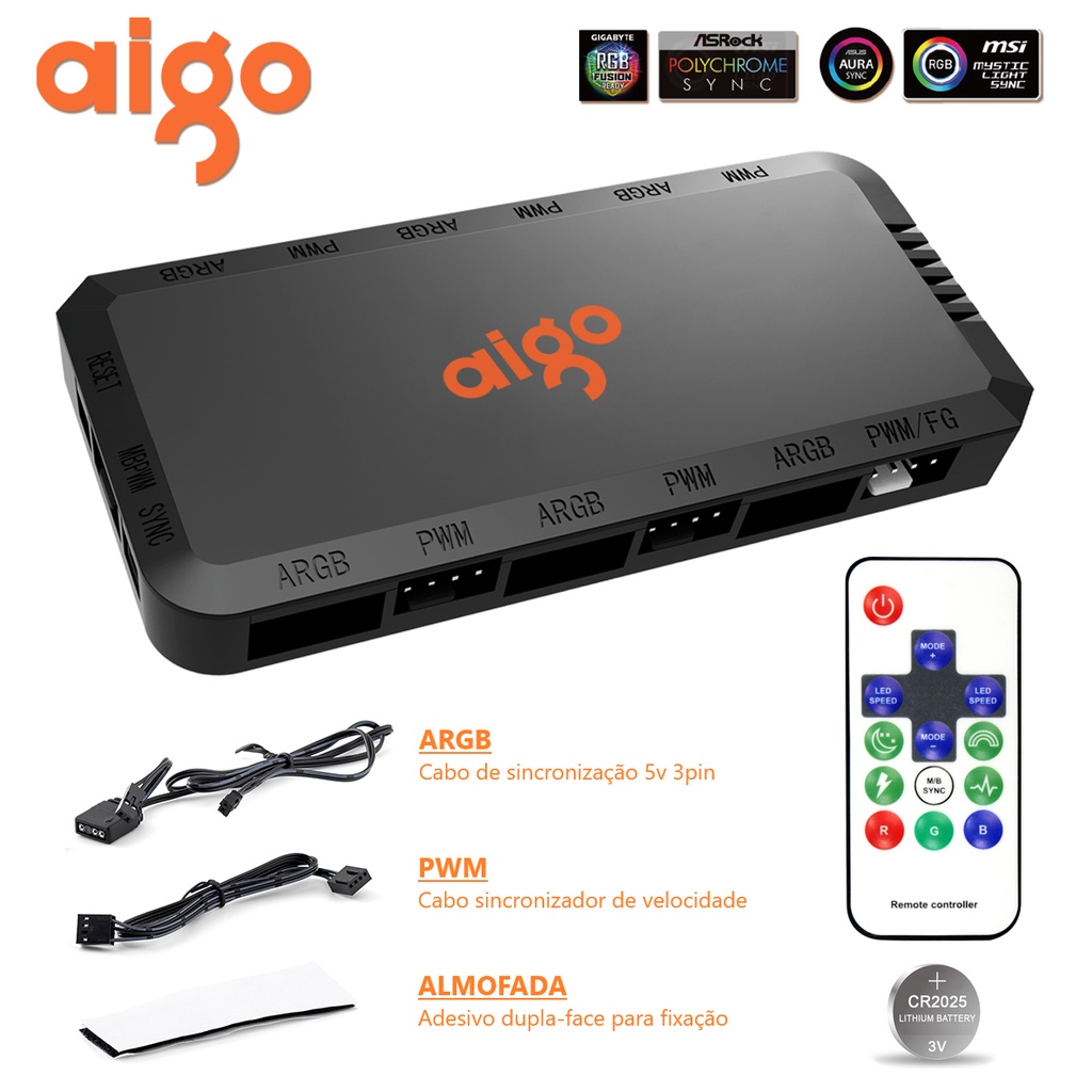 Cooler Aigo Ar12 Pro Argb+pwm 4 Fans Brancos+controladora+ir - Corre Que Ta Baratinho