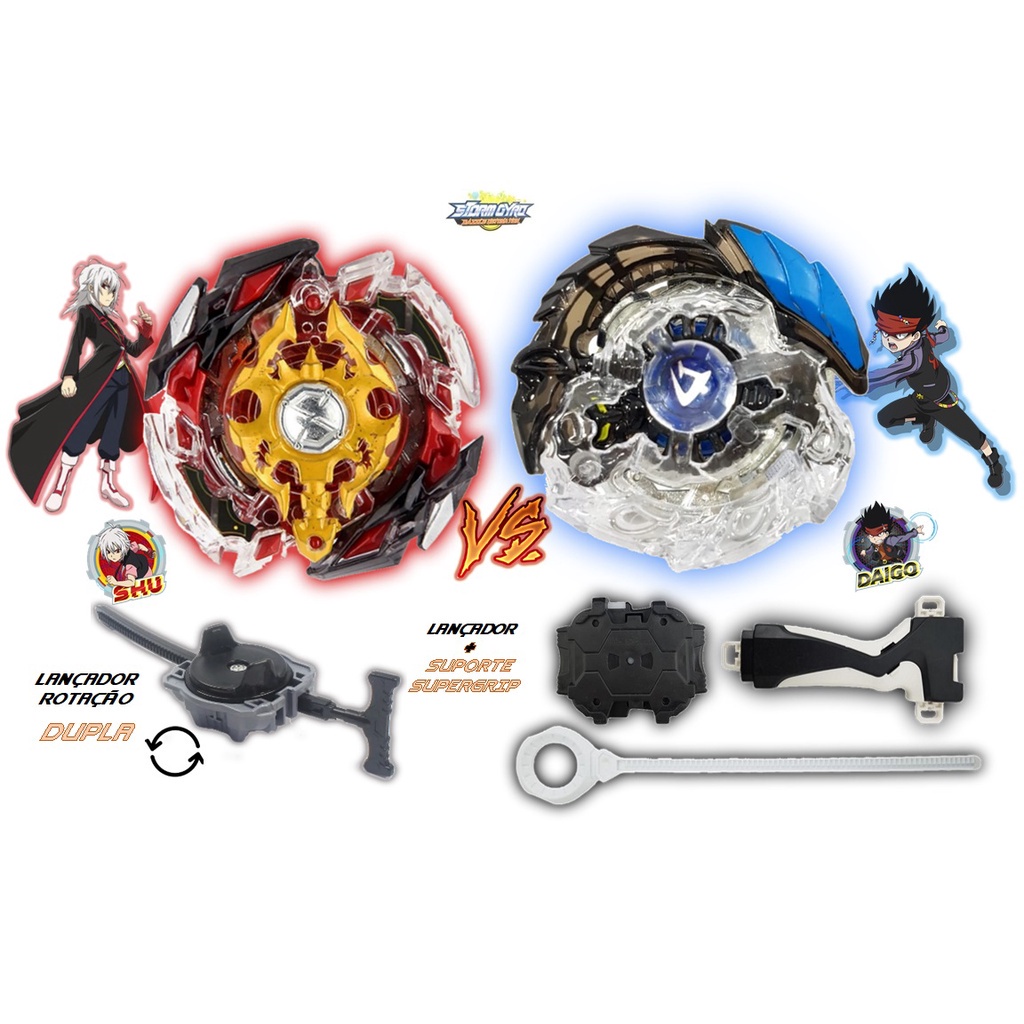 Kit 2 Beyblade Burst + 2 Lançador God Spriggan Vs Killer Deathscyter ...