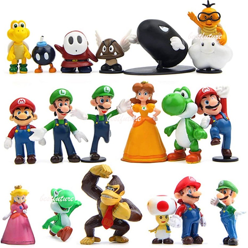 Super Mario Cartoon Brothers Mini Figura De Ação Luigi Wario Waluigi ...
