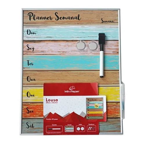 Lousa Magnética Planner Semanal Imã Caneta 28x35cm Win Paper | Shopee ...