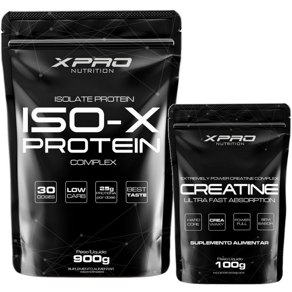 Kit Whey Isolate Protein Iso-X - 900g + Creatina - 100g - XPRO Nutrition | Shopee Brasil