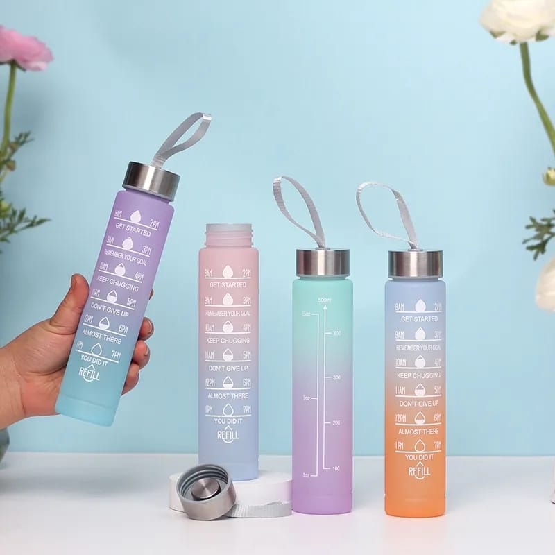 Garrafa de água pequena colorida motivacional com adesivos (300 ml) | Shopee Brasil