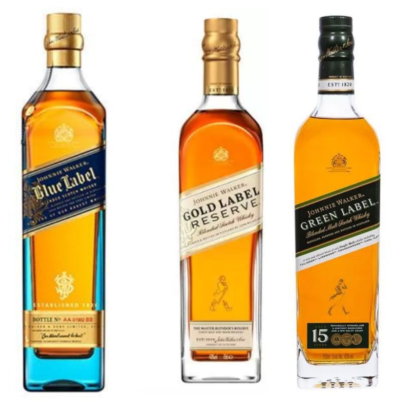 Whisky Johnnie Walker Gold Label + Blue Label + Green Label | Shopee Brasil
